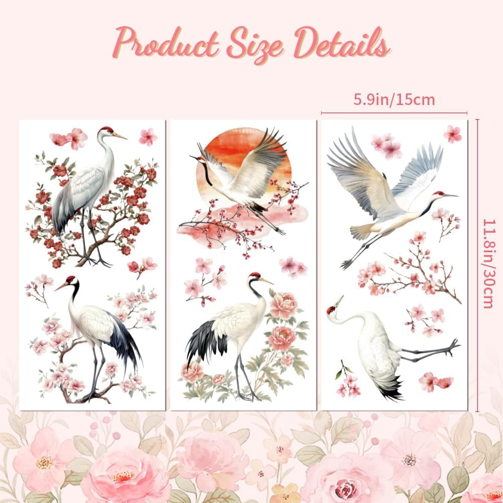 Rub on Transfer Decal Sticker for Furniture Craft Decor 6"x12" Crane ...