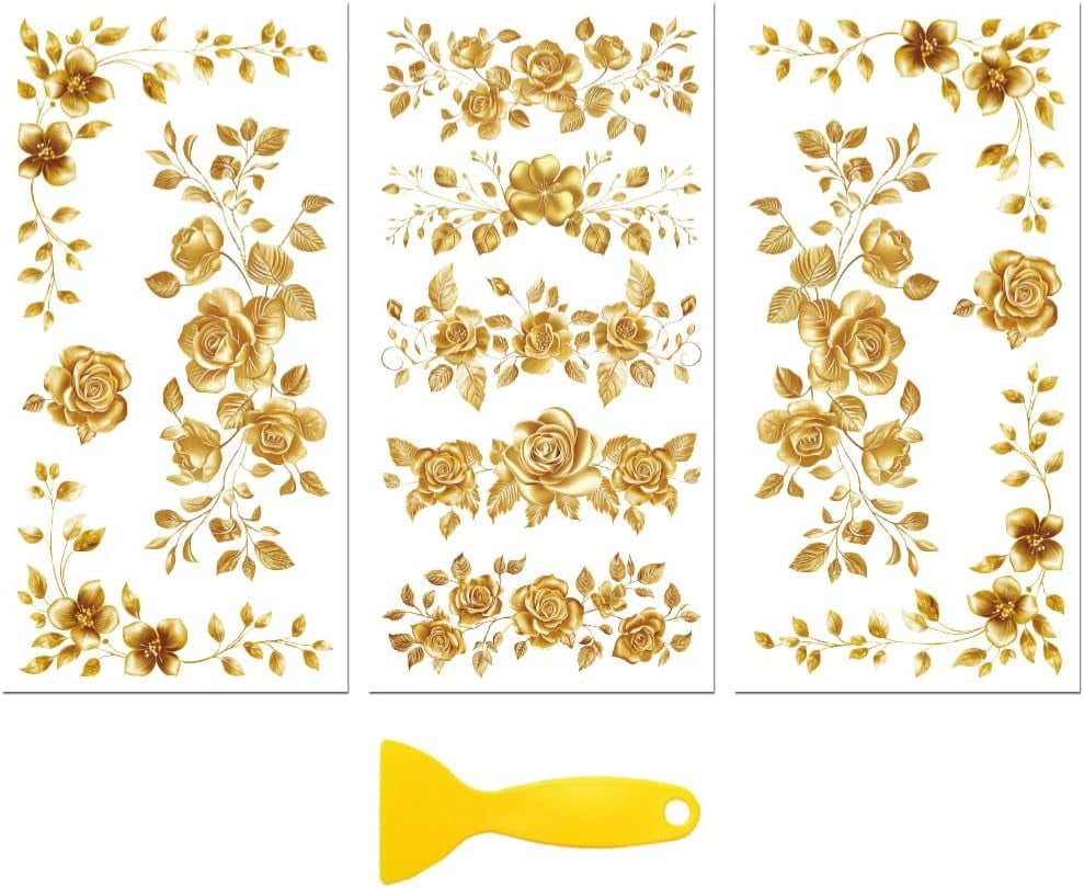Rub on Transfer Decal Sticker for Furniture Craft Decor 6"x12" Golden ...
