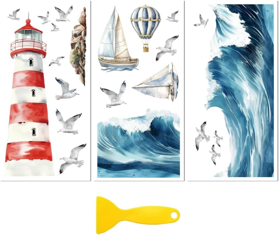 Rub on Transfer Decal Sticker for Furniture Craft Decor 6"x12" Waves ...