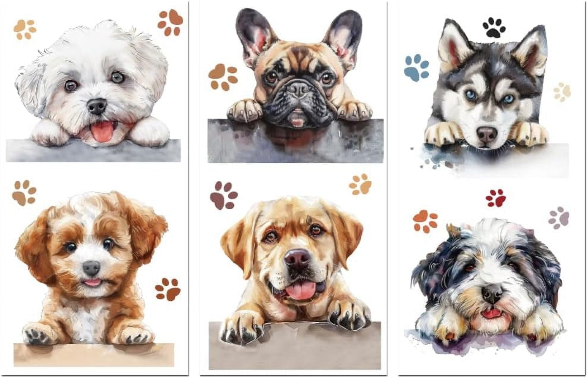 Rub on Transfer Decals for Furniture Crafts 6"x12" 3Pcs Dogs Waterproof ...