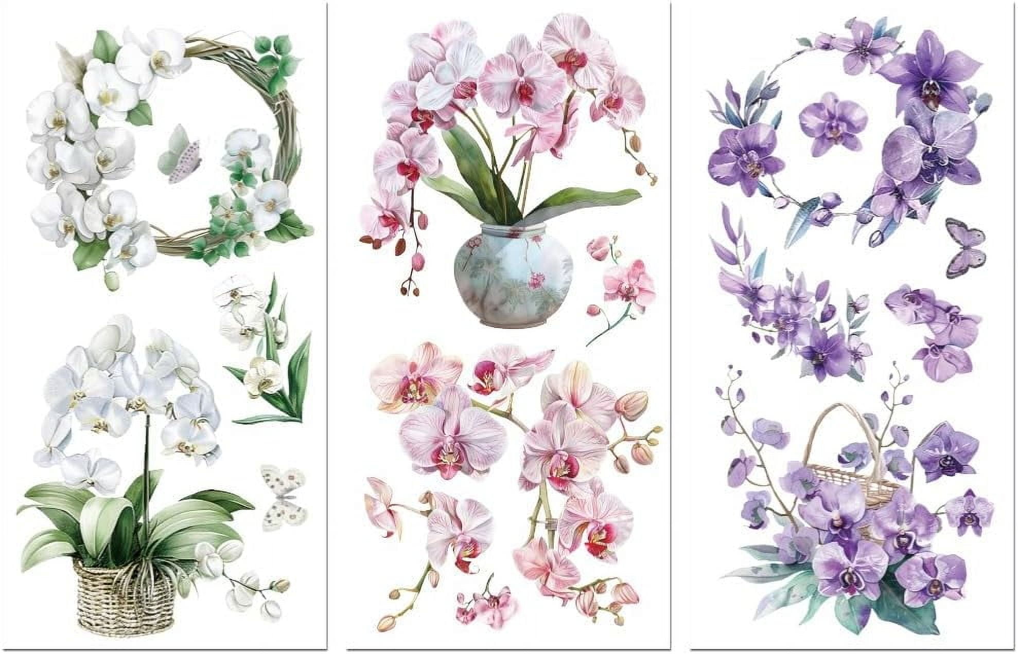 Rub on Transfer Decals for Furniture Crafts 6"x12" 3Pcs Orchid ...