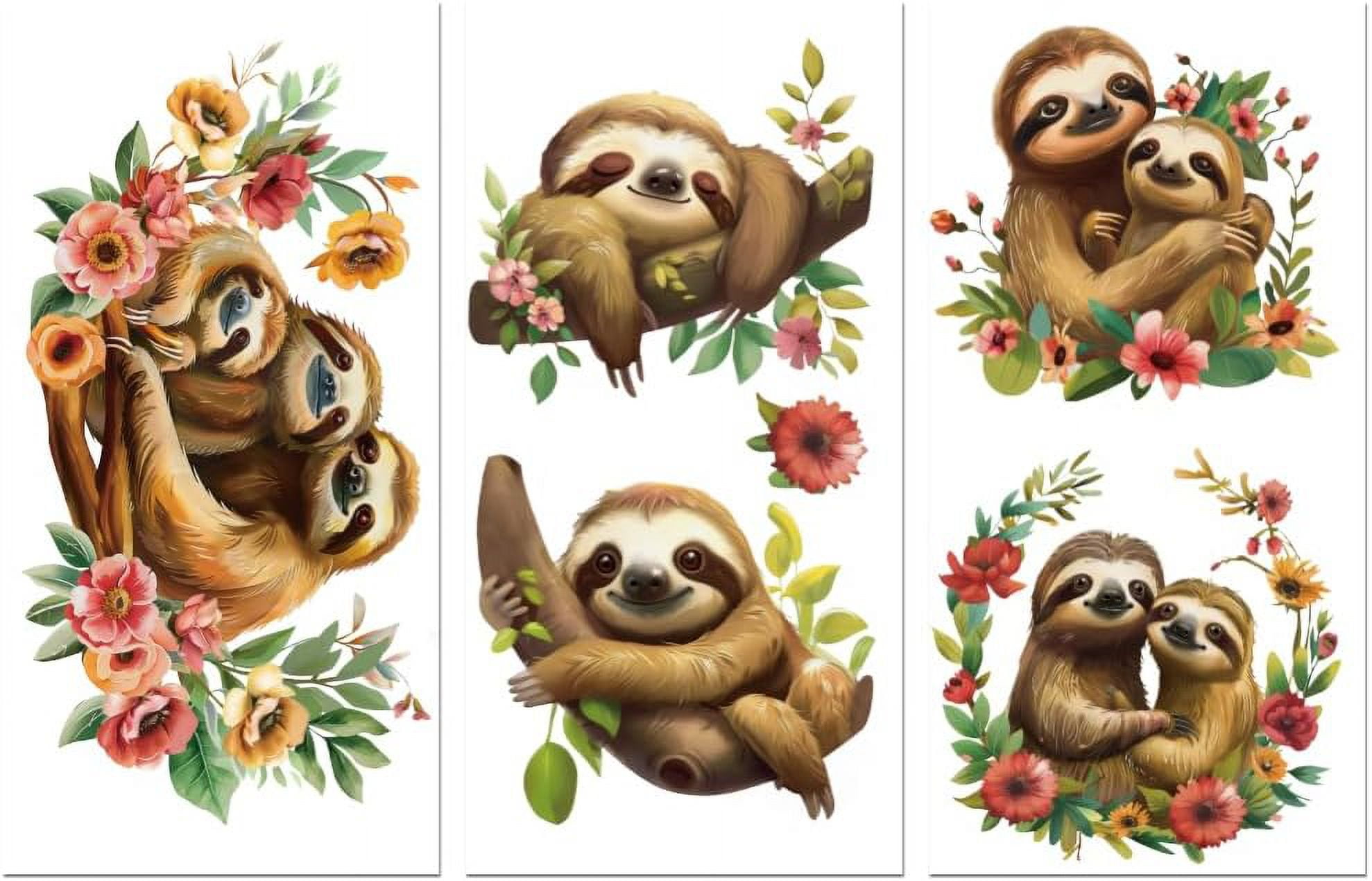 Rub on Transfer Decals for Furniture Crafts 6"x12" 3Pcs Sloth ...
