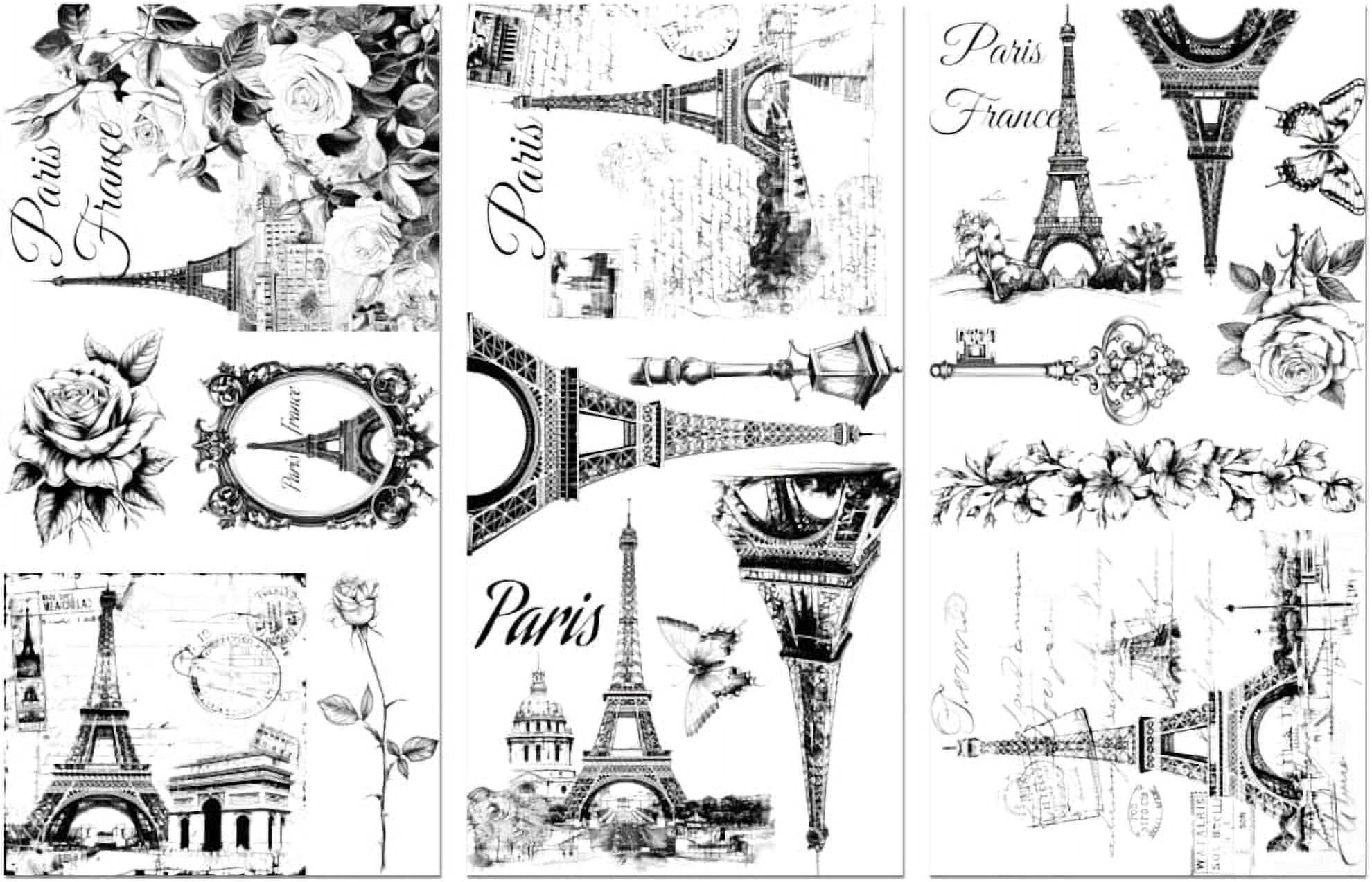 Rub on Transfer Decals for Furniture Crafts 6"x12" 3Pcs Vintage Black ...