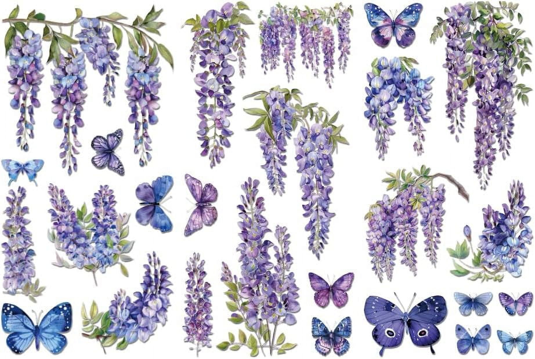 Rub on Transfer Decals for Furniture Crafts 6"x12" 3Pcs Wisteria and ...