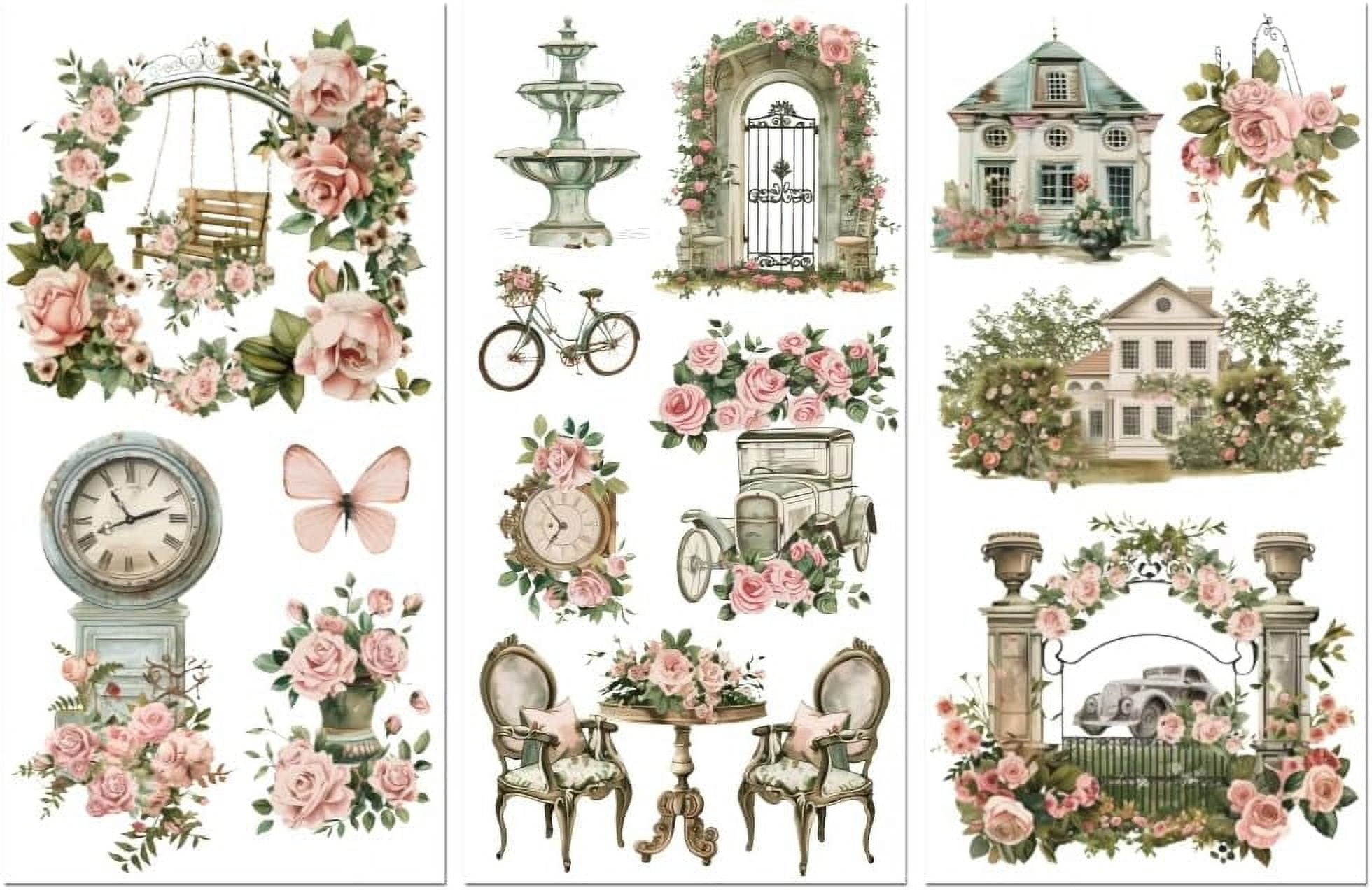 Rub on Transfer Decals for Furniture Crafts 6"x12" Vintage Buildings ...