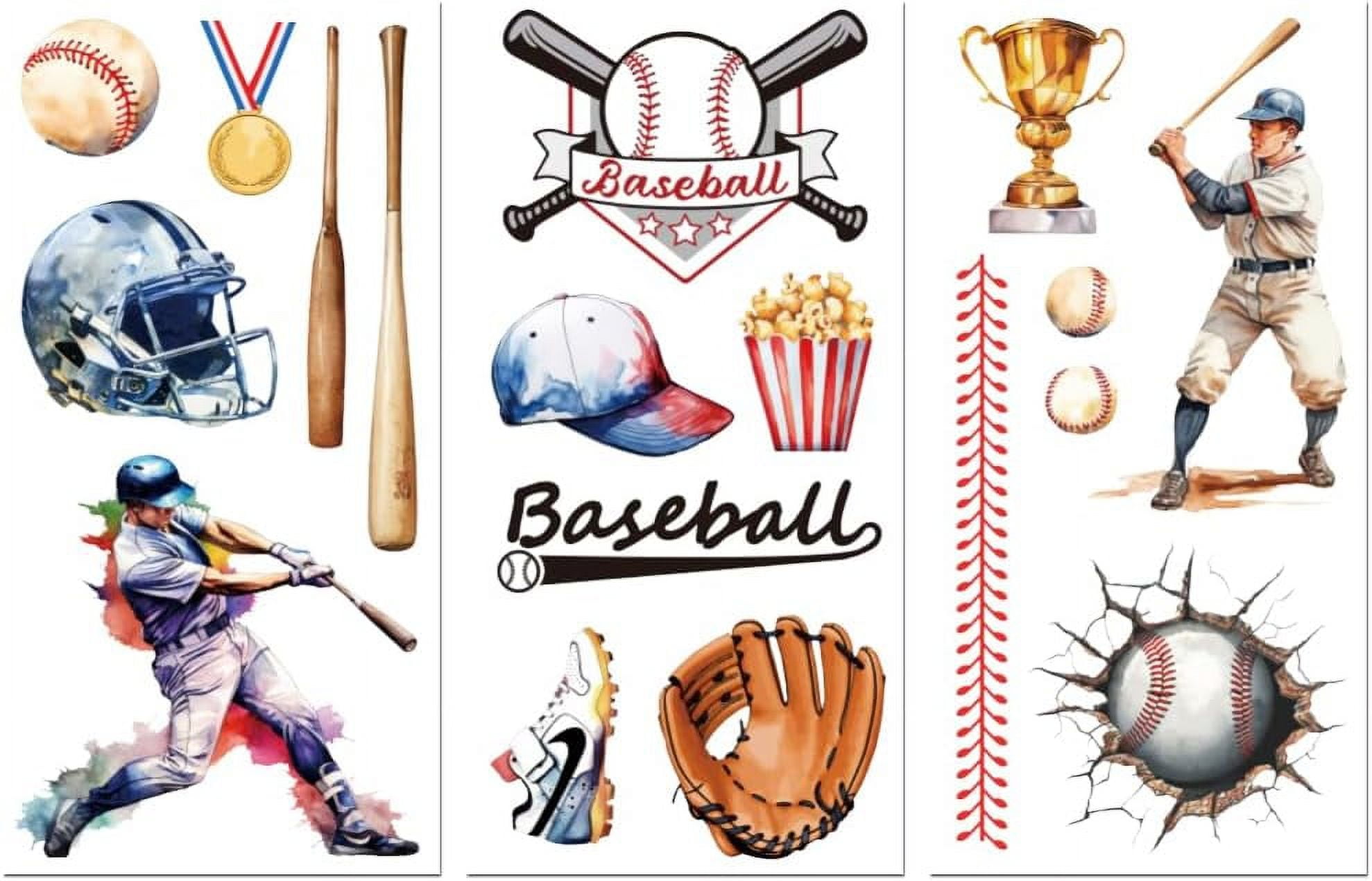Rub on Transfer Decals for Furniture Crafts Decor 6"x12" 3Pcs Baseballs ...