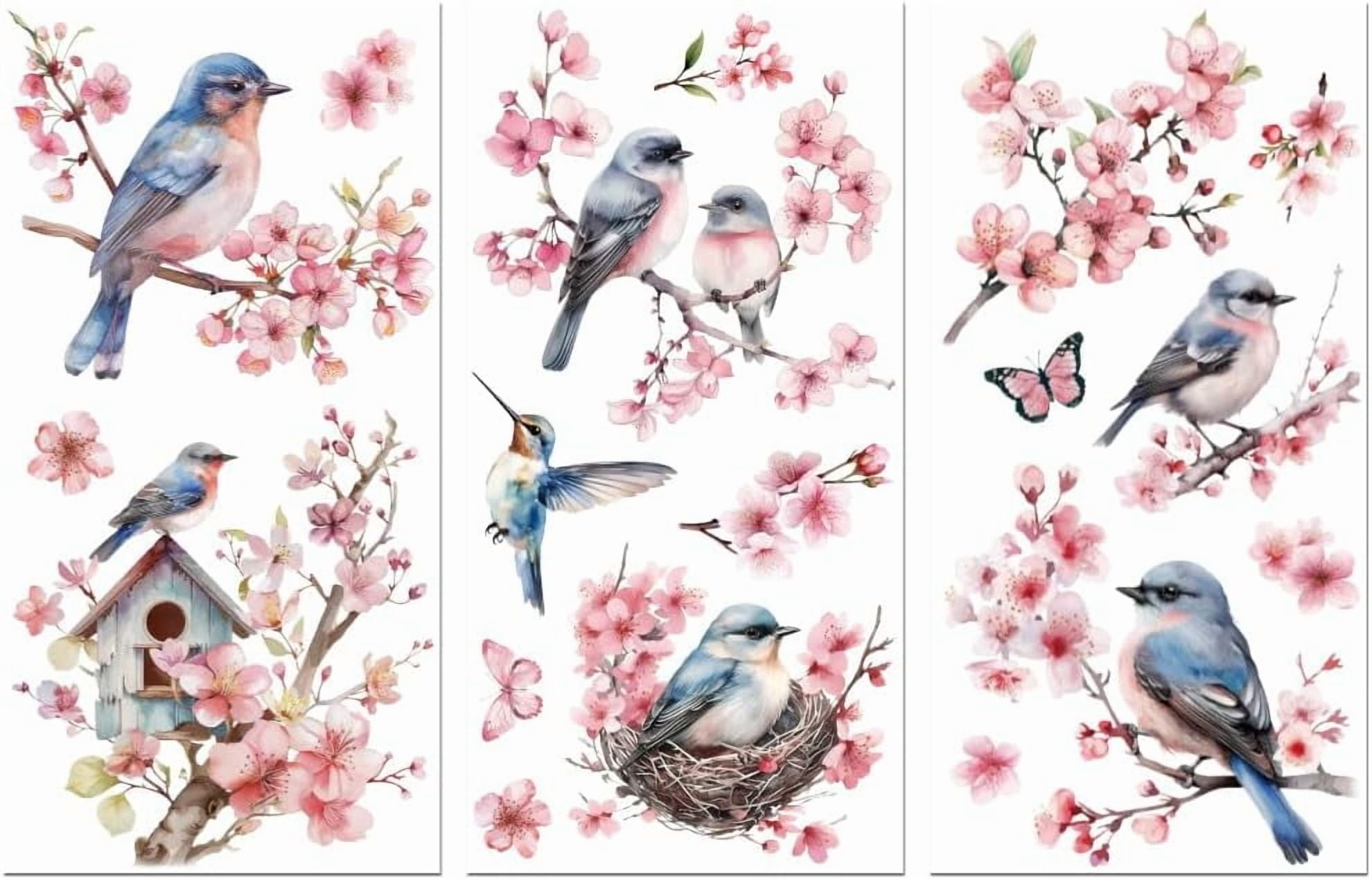 Rub on Transfer Decals for Furniture Crafts Decor 6"x12" Cherry Blossom ...