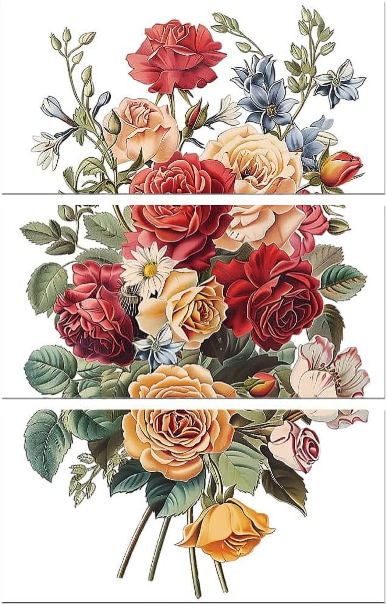 Rub on Transfer Decals for Furniture Crafts Decor 6"x12" Vintage Rose ...