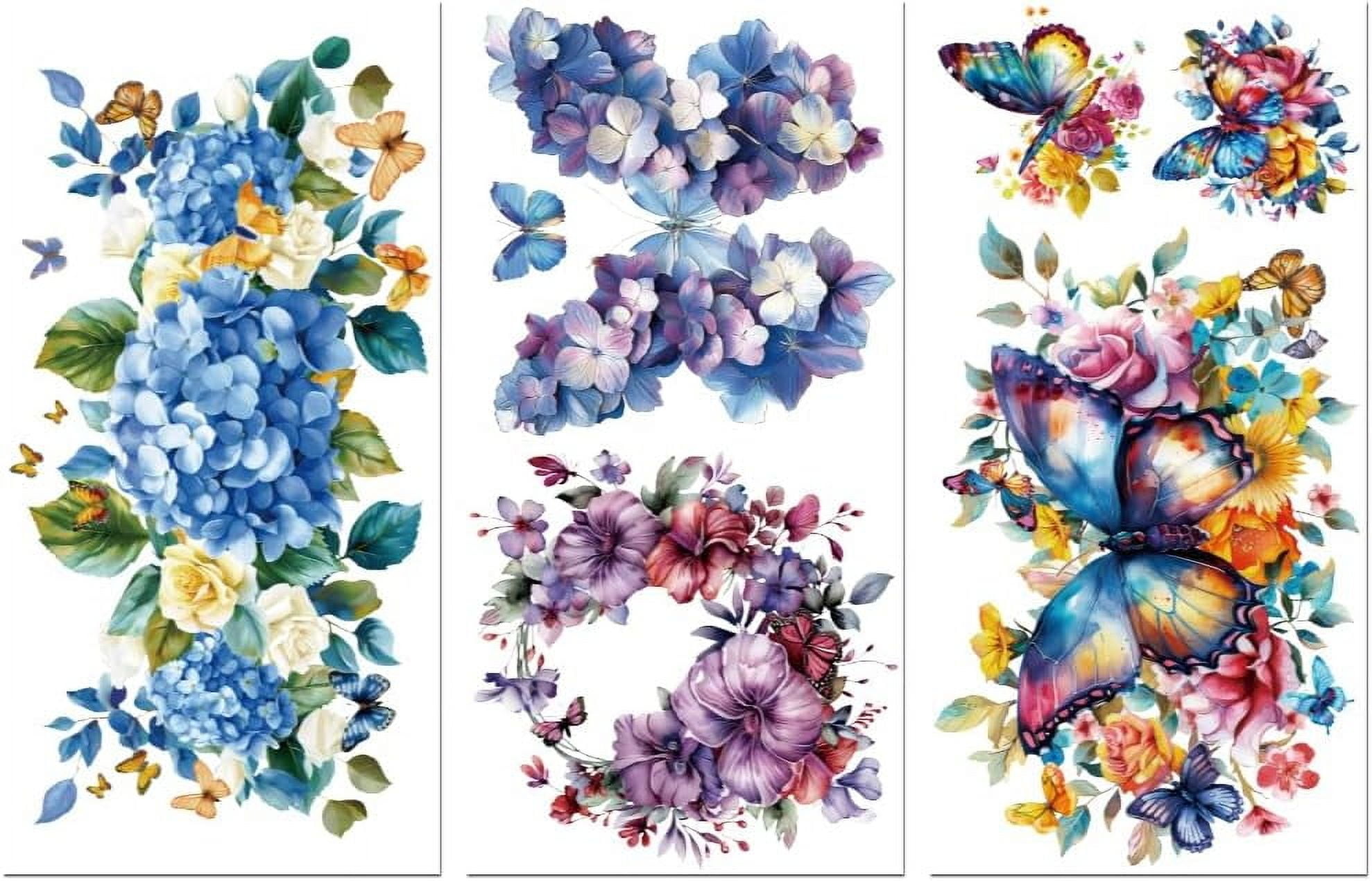 Rub on Transfer Decals for Furniture Crafts Decor 6x12 3Pcs Butterflies ...