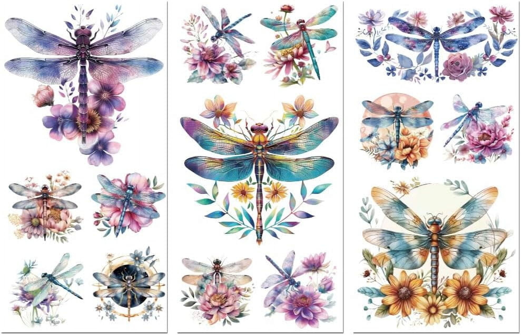 Rub on Transfer Decals for Furniture Crafts Decor Dragonfly 6"x12" 3Pcs ...