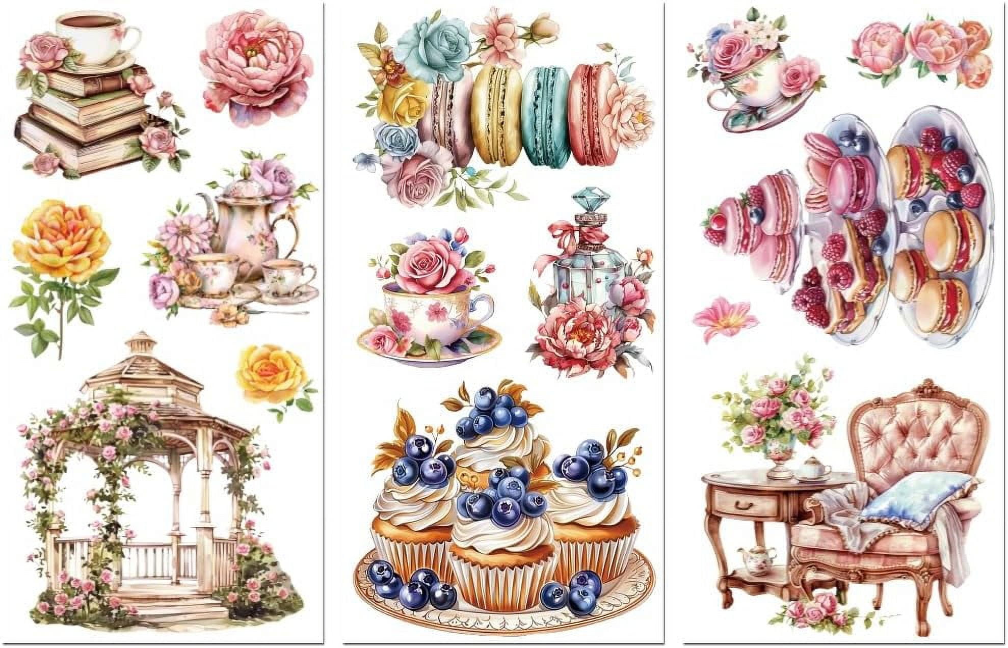 Rub on Transfer Decals for Furniture Crafts Decor Flower and Afternoon ...