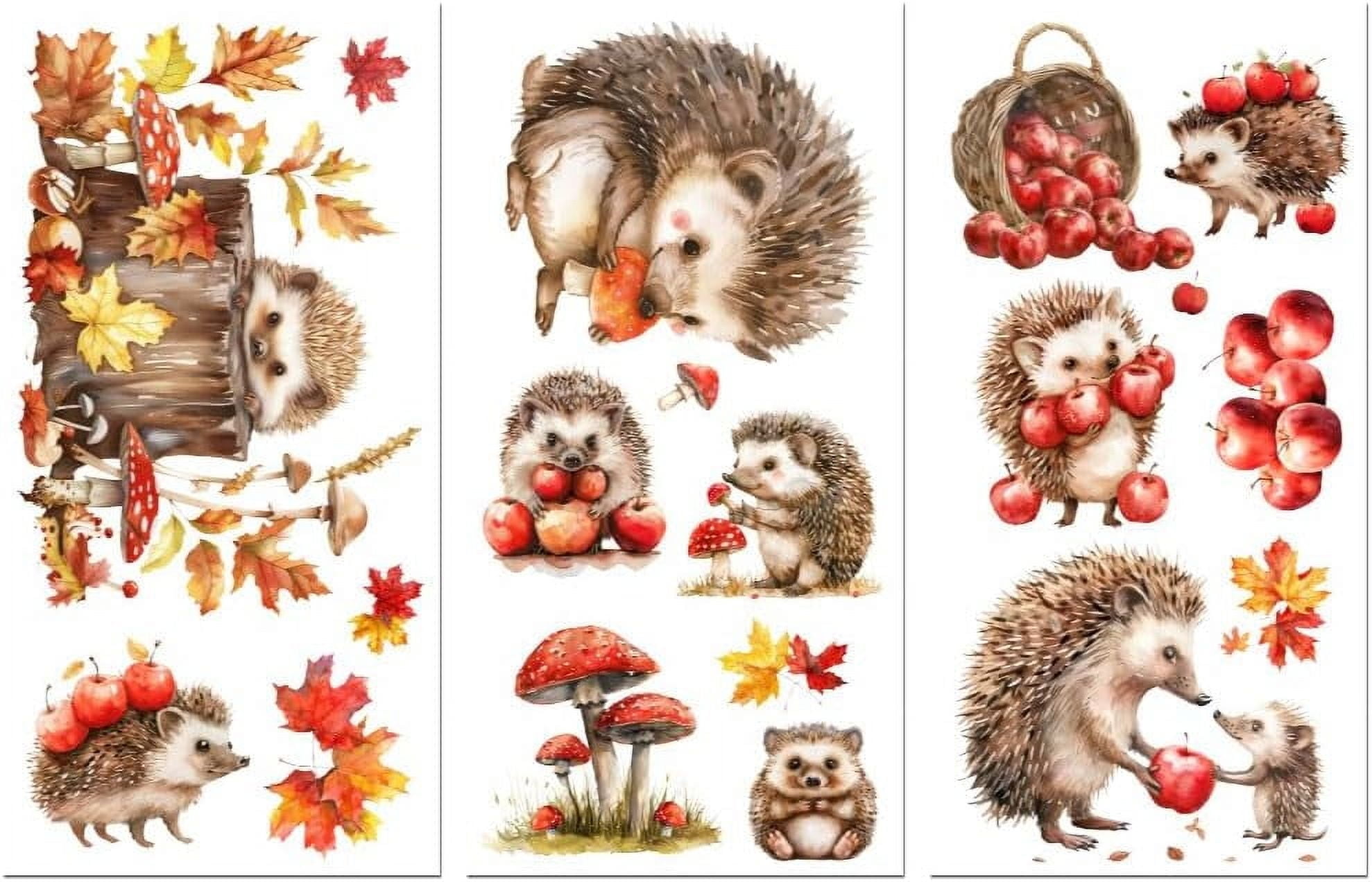 Rub on Transfer Decals for Furniture Crafts Decor Hedgehog and Trees 6 ...