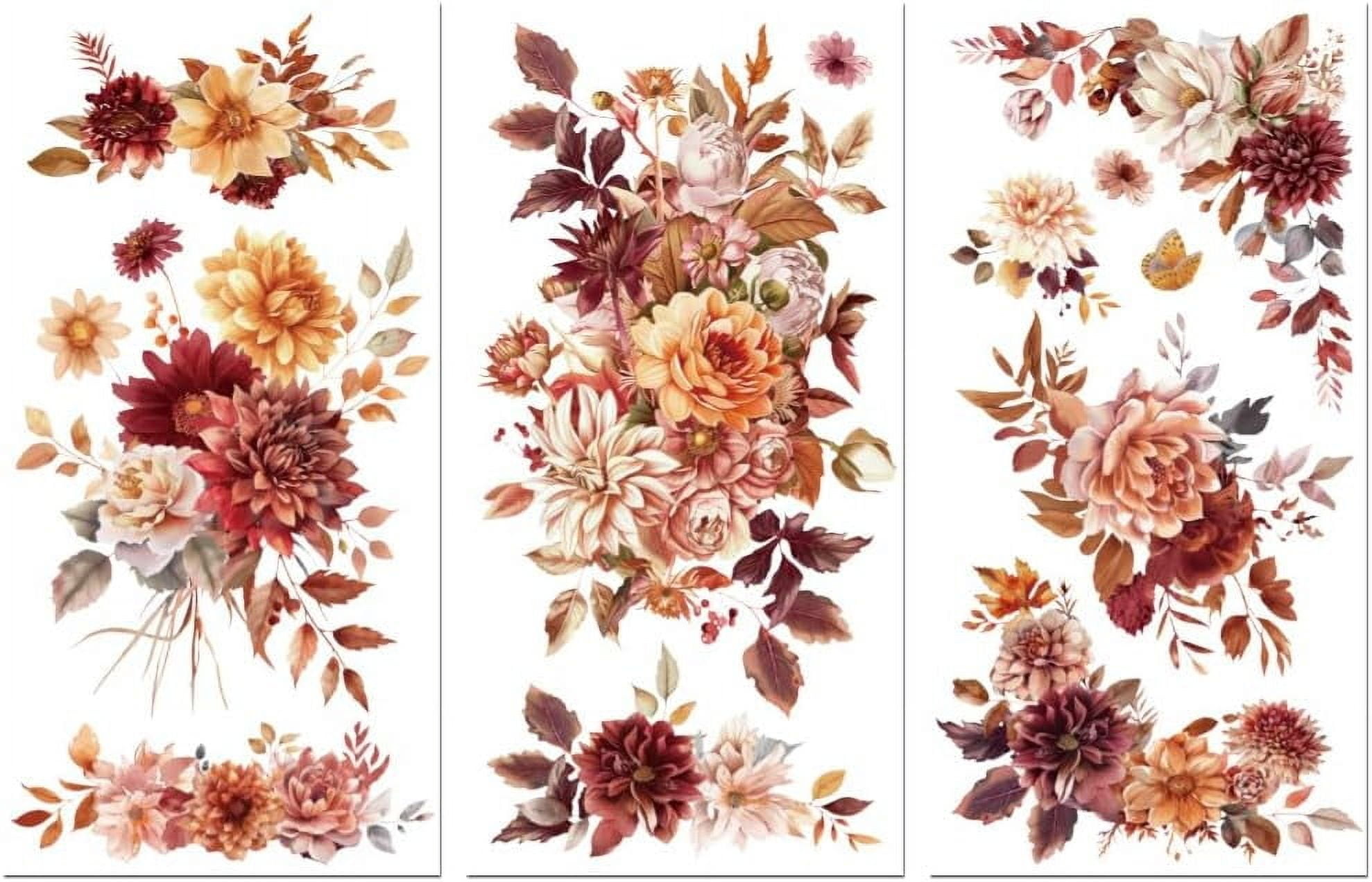Rub on Transfer Decals for Furniture Crafts Flowers Corner 6"x12" 3Pcs ...
