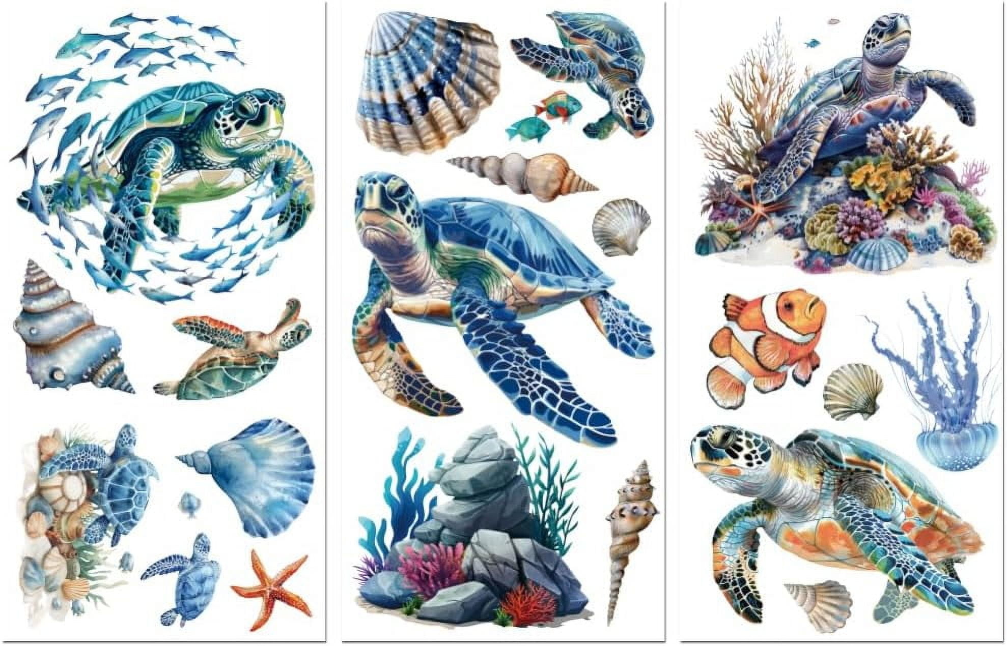 Rub on Transfer Decals for Furniture Crafts Sea Turtle Decor 6"x12 ...