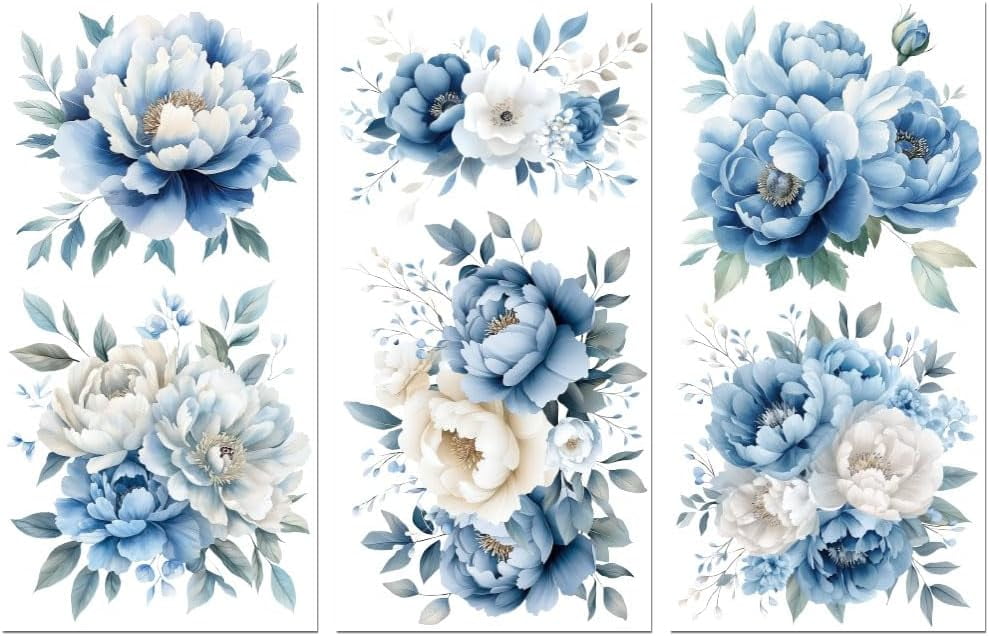 Rub on Transfer Sticker for Furniture Crafts Decor 6"x12" Blue and ...