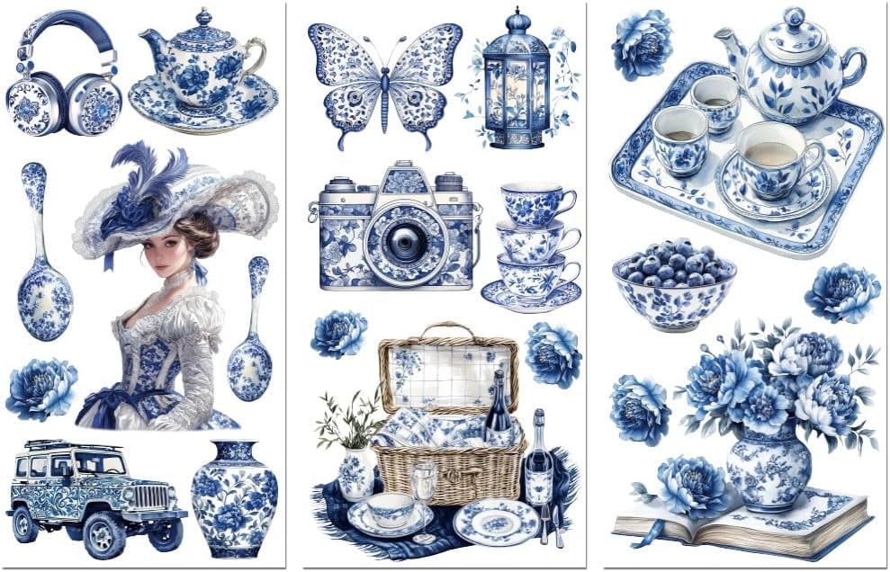 Rub on Transfer Sticker for Furniture Crafts Decor 6"x12" Blue and ...