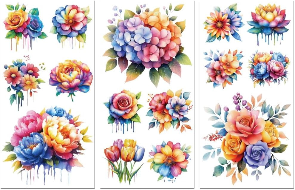 Rub on Transfer Sticker for Furniture Crafts Decor 6"x12" Colorful ...