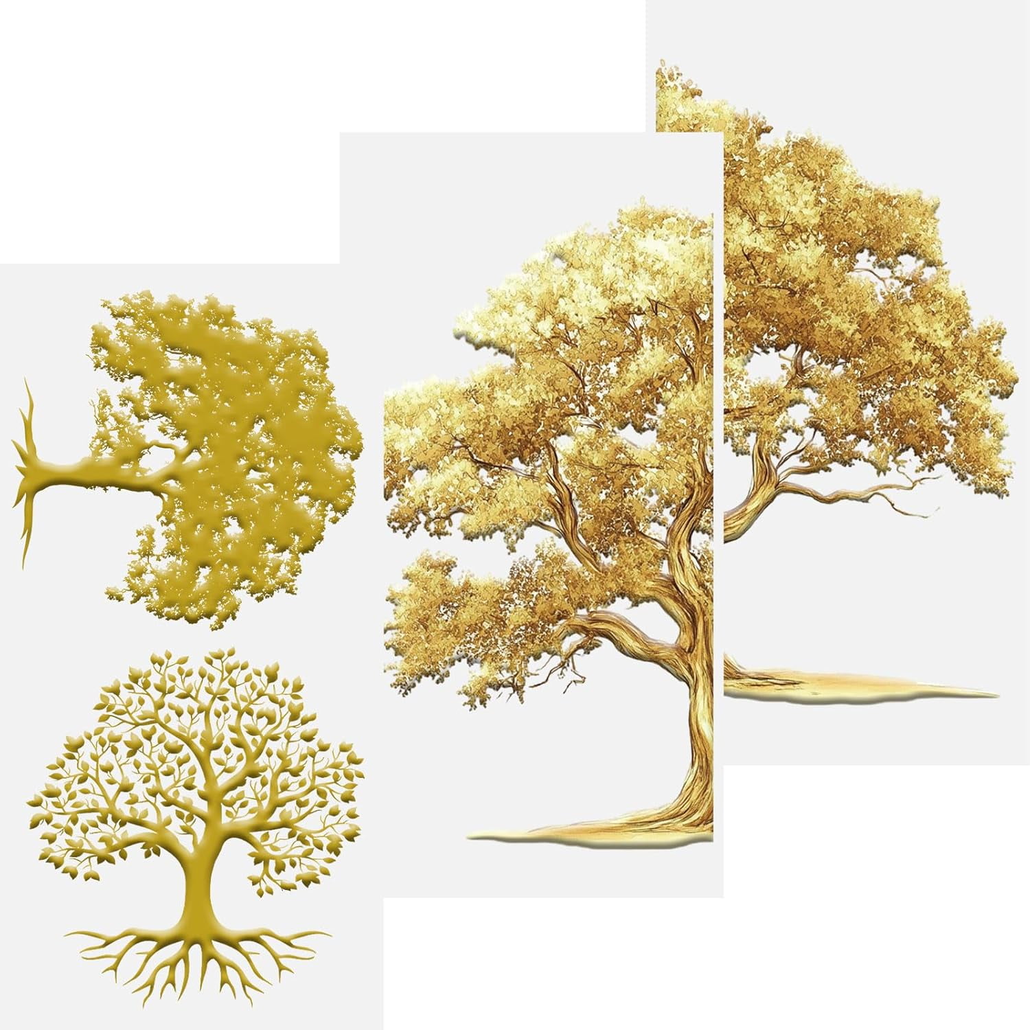 Rub on Transfers for Crafts, 3 Sheets Gold Tree Collage 5.91 * 11.81in ...