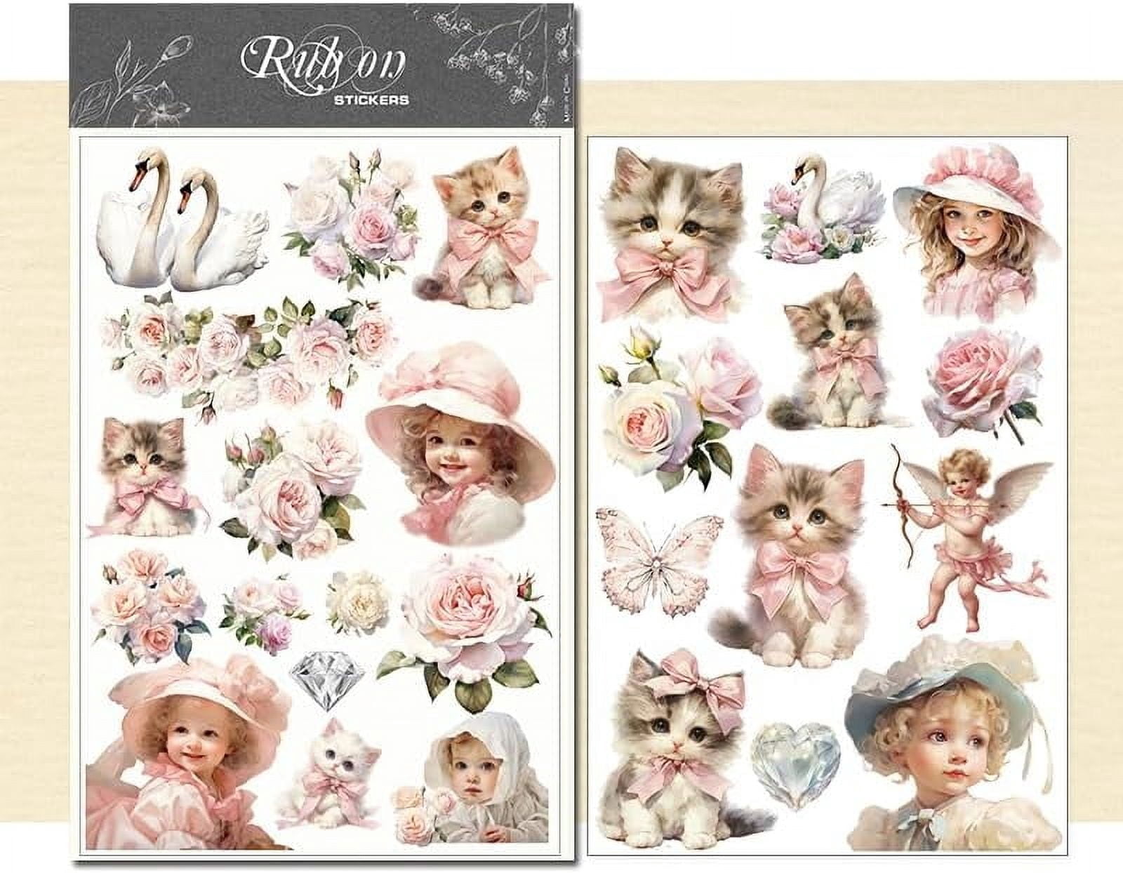 Rub On Transfers Stickers 2 sheets for Crafts Cloth Glass Acrylic Wood ...