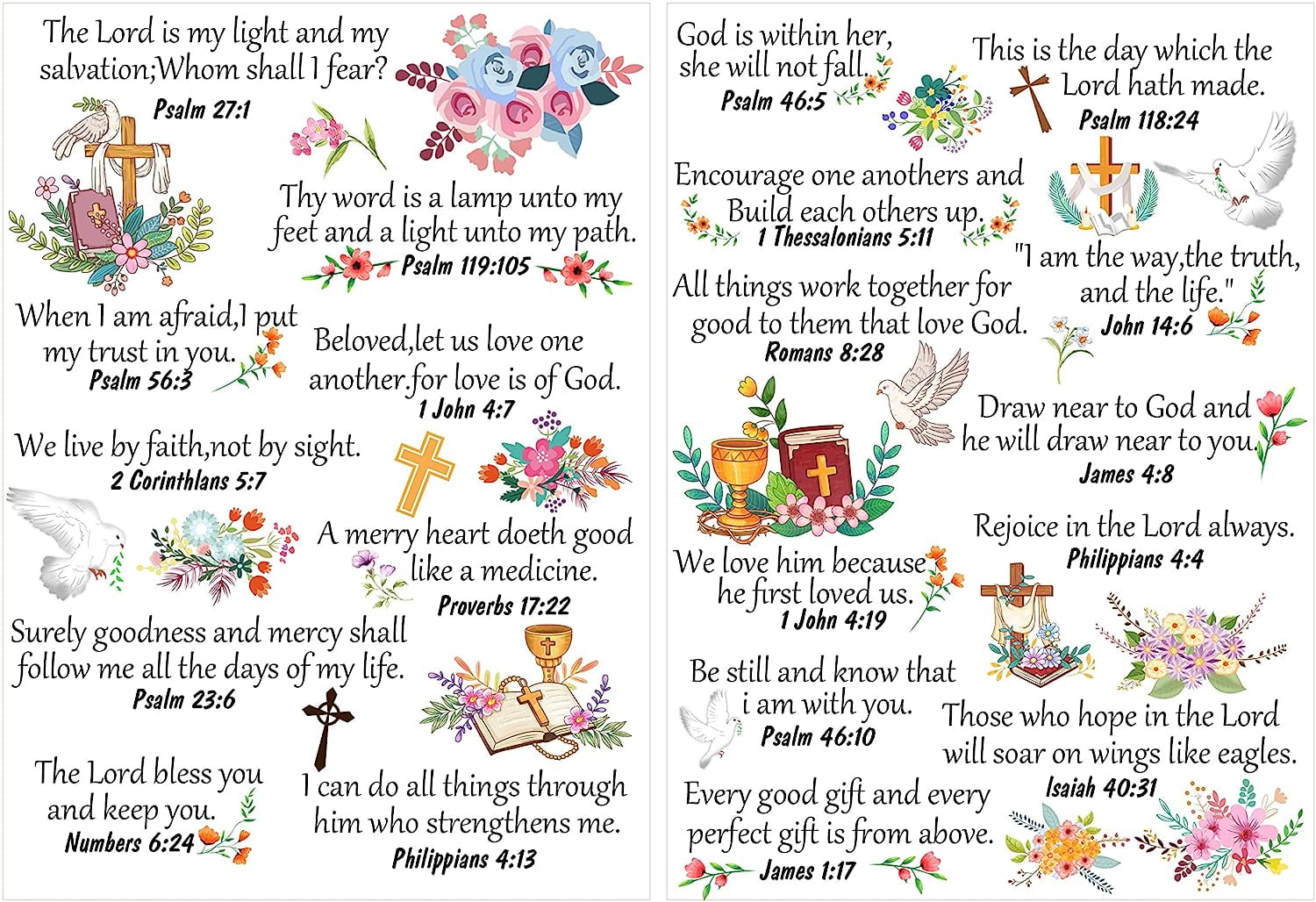 Rub on Transfers Stickers Christian Bible Verse Motivational Labels 8 ...