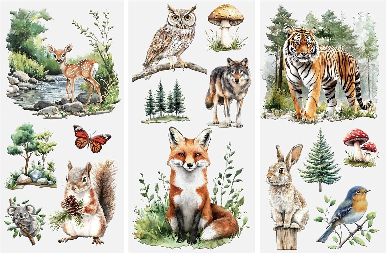 Rub on Transfers Stickers for Crafts, 3 PCS Jungle Animals Furniture ...