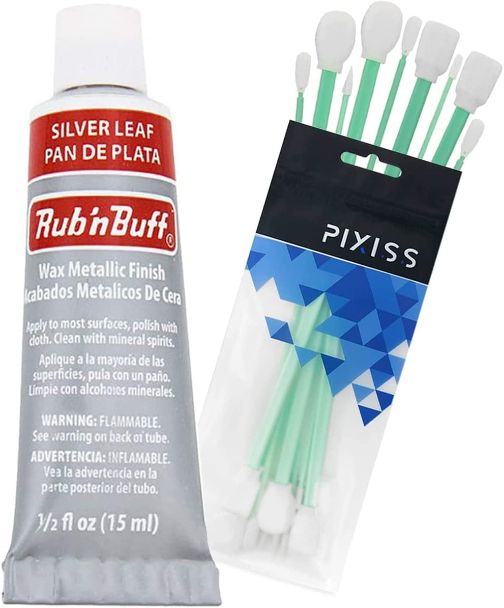 GRAS Art Bundles Rub n Buff Wax Metallic Silver Leaf, 0.5-Fluid Ounce ...
