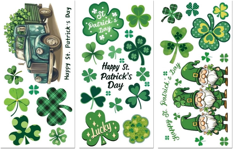 Rub on Transfer Decal Sticker for Furniture Craft Decor 6"x12" St.Patrick's Day 3Pcs Waterproof ...