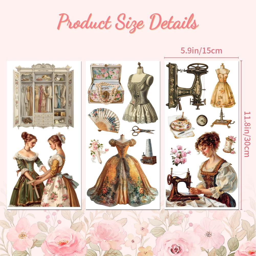 Rub on Transfer Decals for Furniture Craft 6"x12" 3Pcs Seamstress and ...