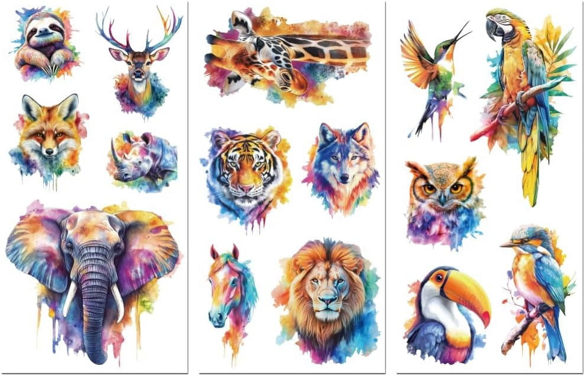 Rub on Transfer Decals for Furniture Crafts Decor Colorful Animals 6 ...