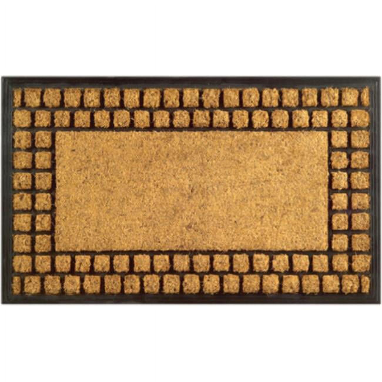 Rubber Back Coir Doormat Checkerboard Border - Walmart.com