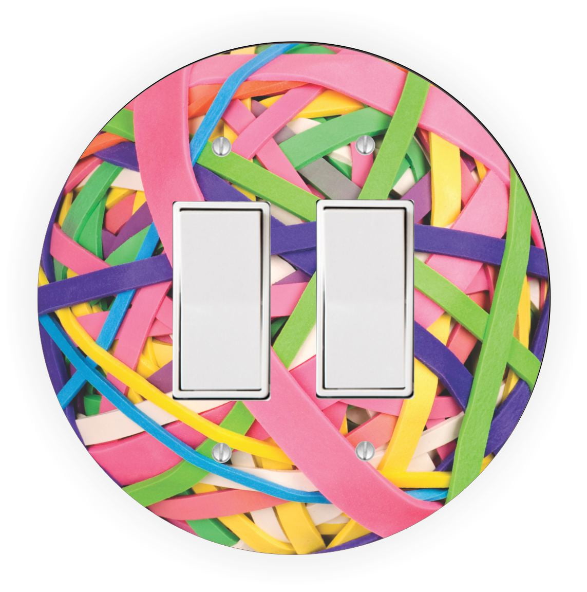 Rubber Ball Band Pastel Design - Round Light Switch Plate Cover ...