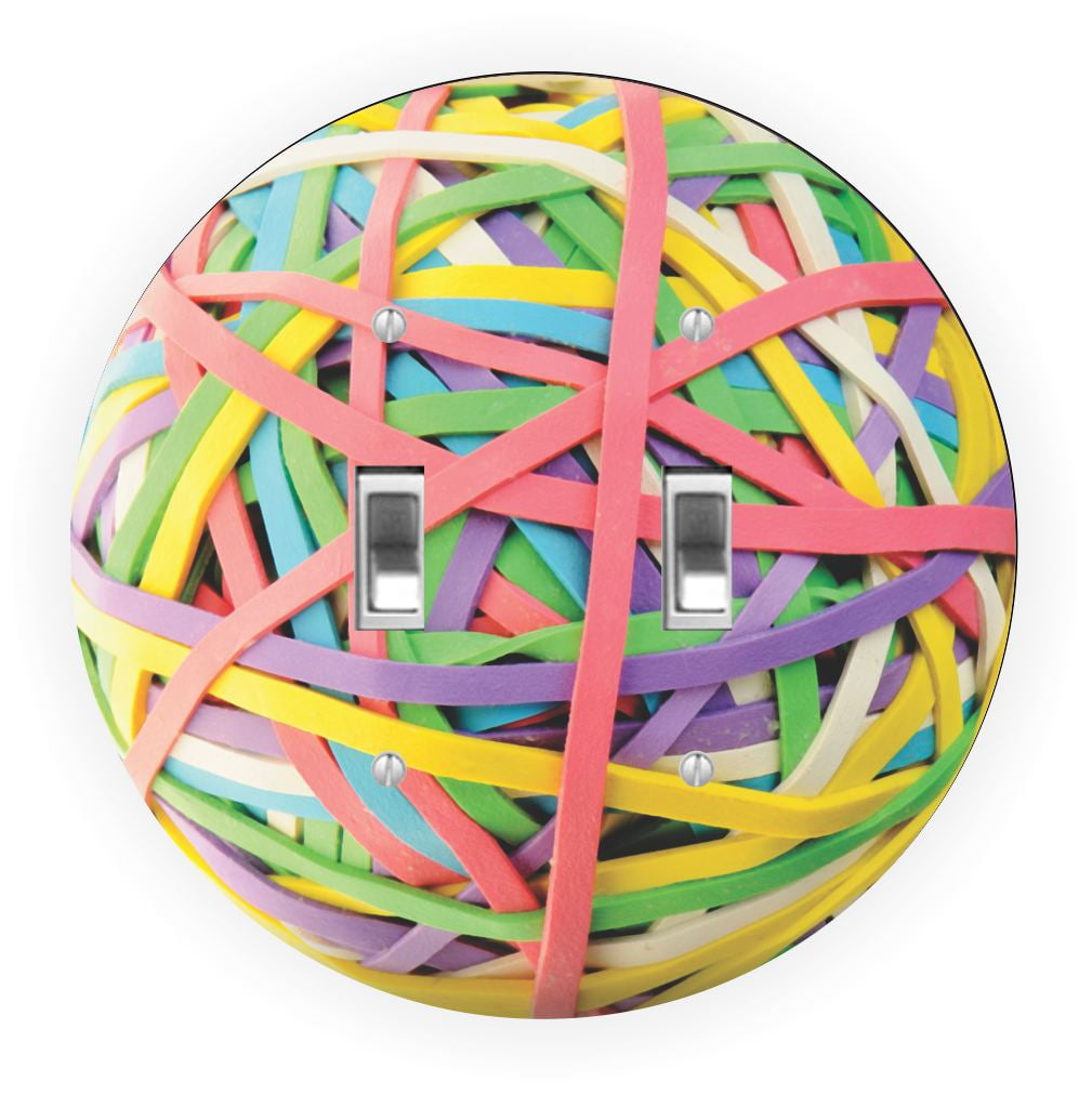 Rubber Band Ball Design - Round Light Switch Plate Cover - Double ...