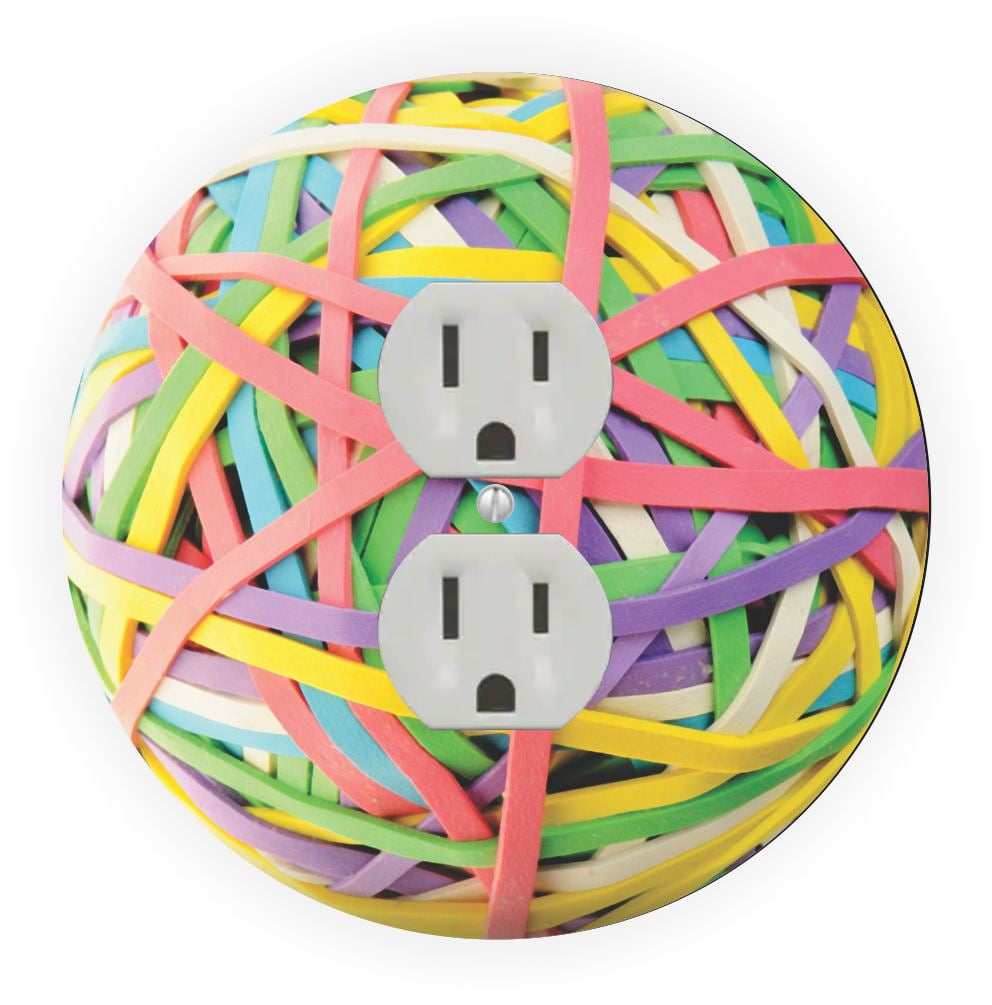 Rubber Band Ball Design - Round Light Switch Plate Cover - Outlet Cover ...