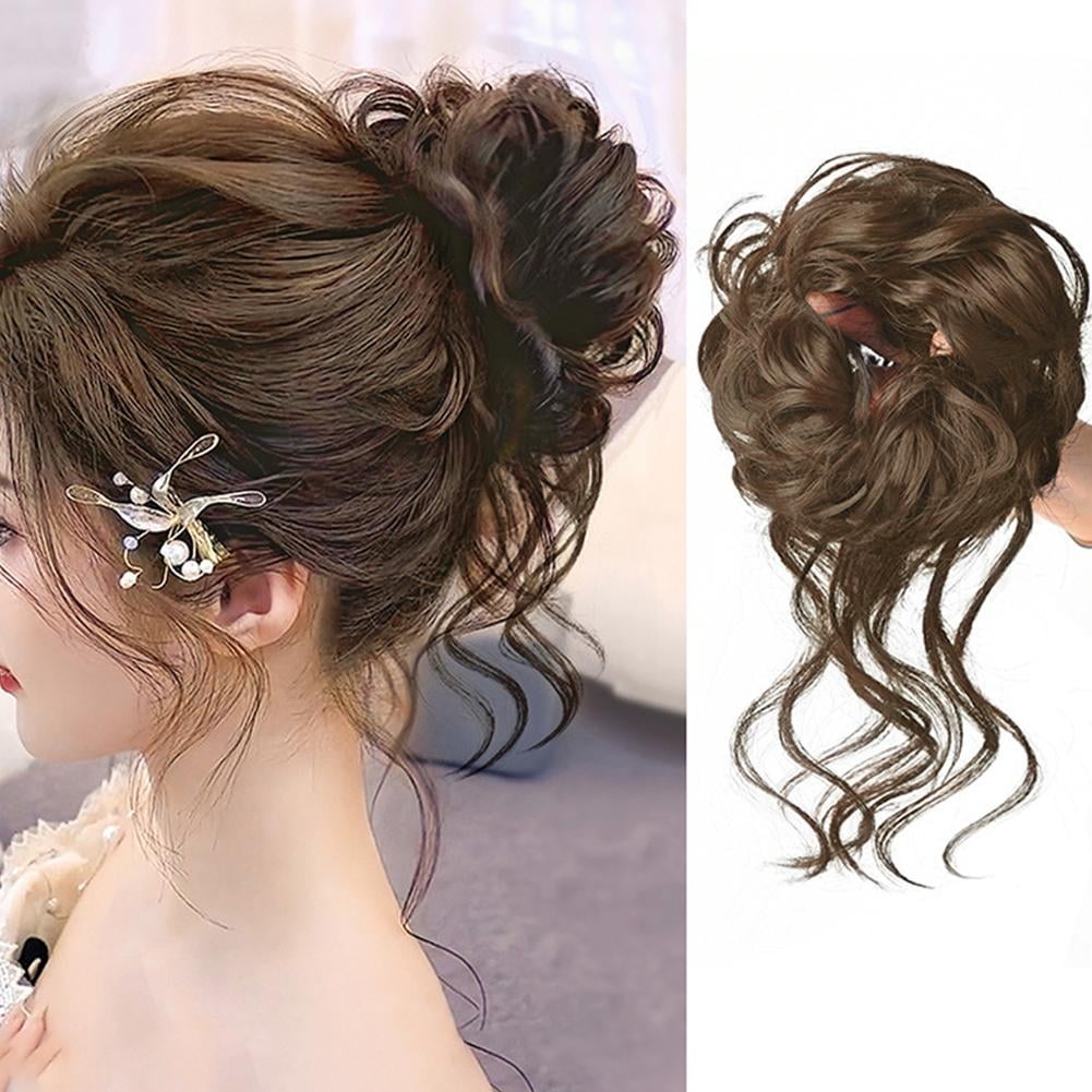Ball Head Fake Scrunchie Wig Hair Loop lady Updo Headwear Simulate Hair ...