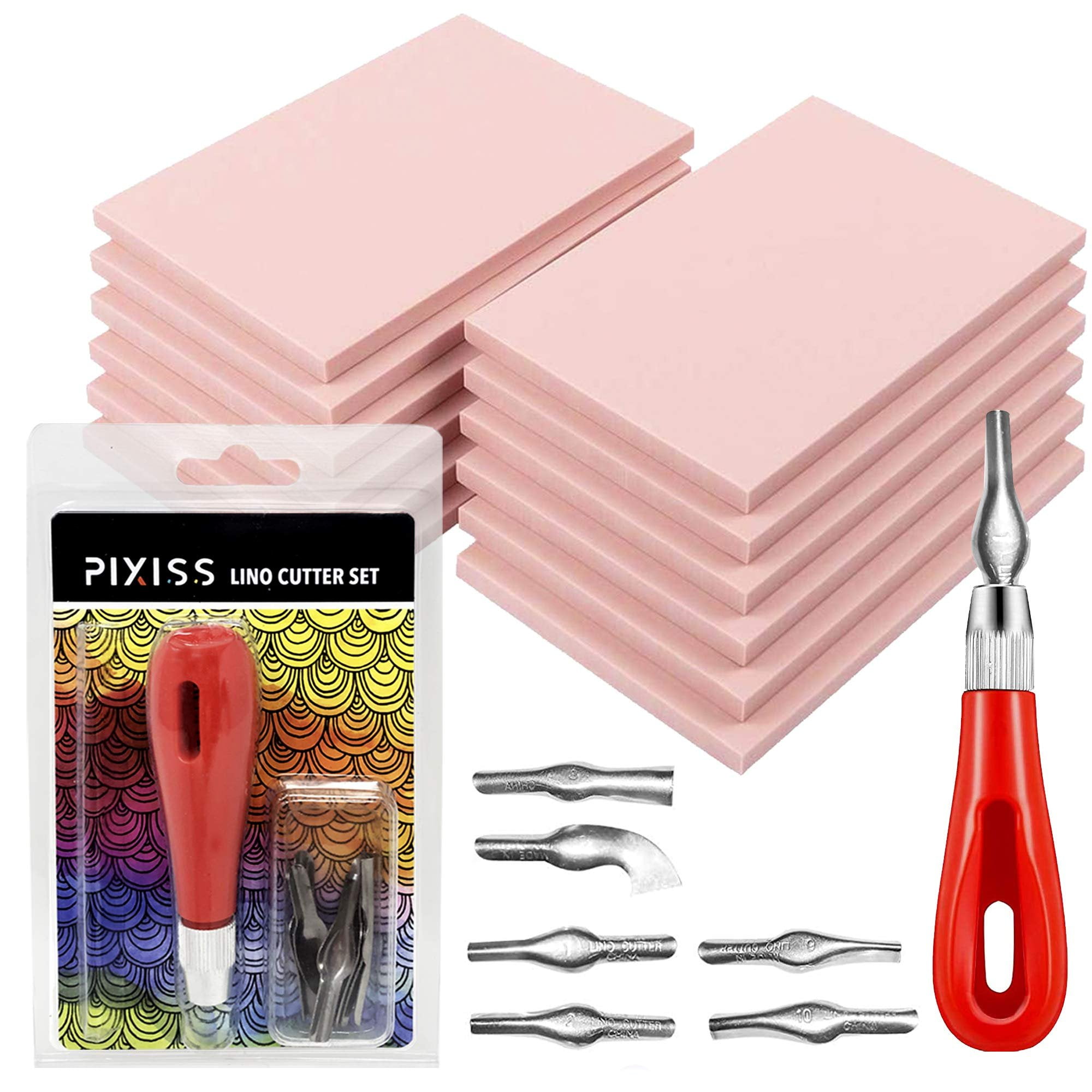 12-Pack Rubber Block Stamp Carving Kit with Cutter Tools for ...