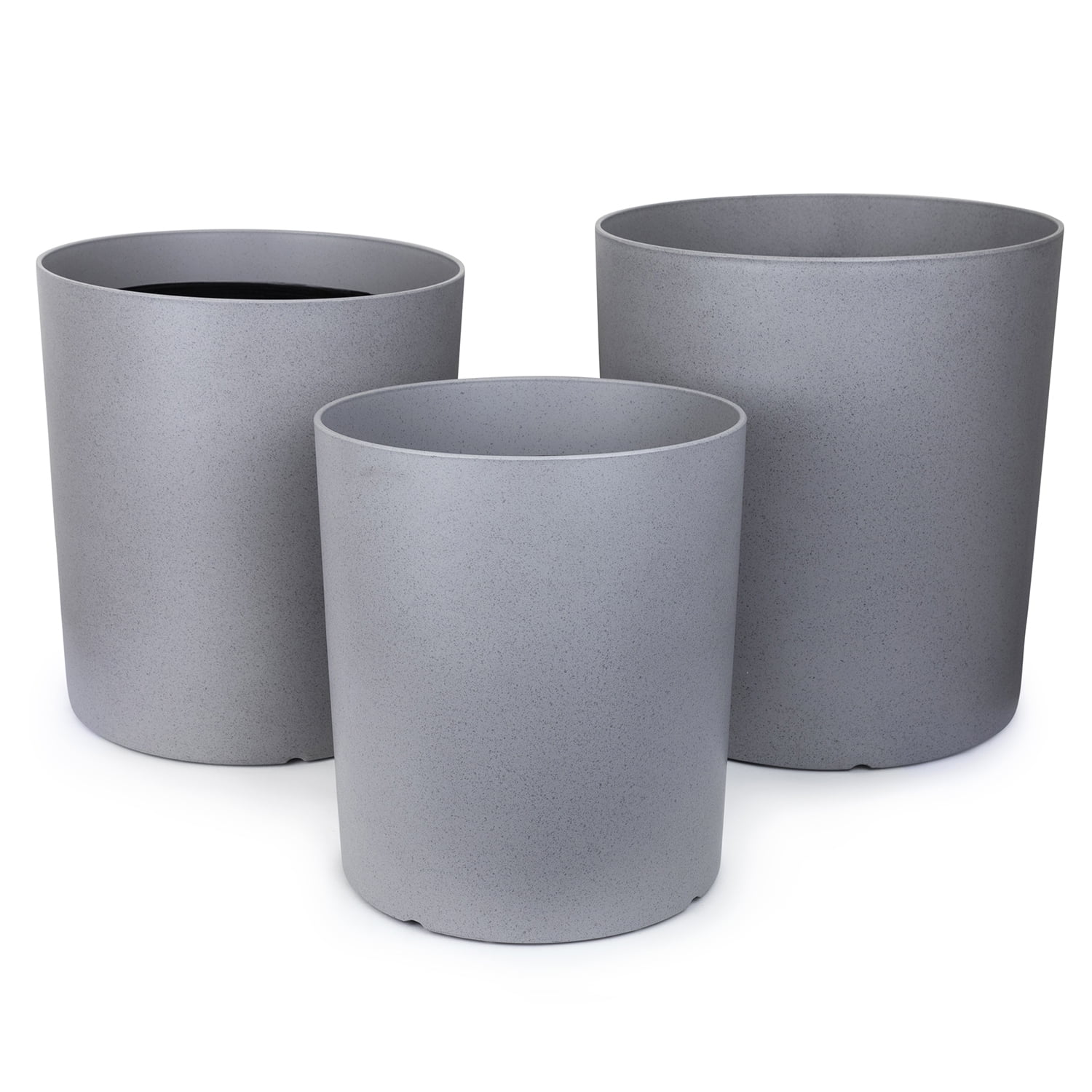 Rubber Bond 3-Pack Round Heavy Duty Plastic Planters - Tall Durable ...