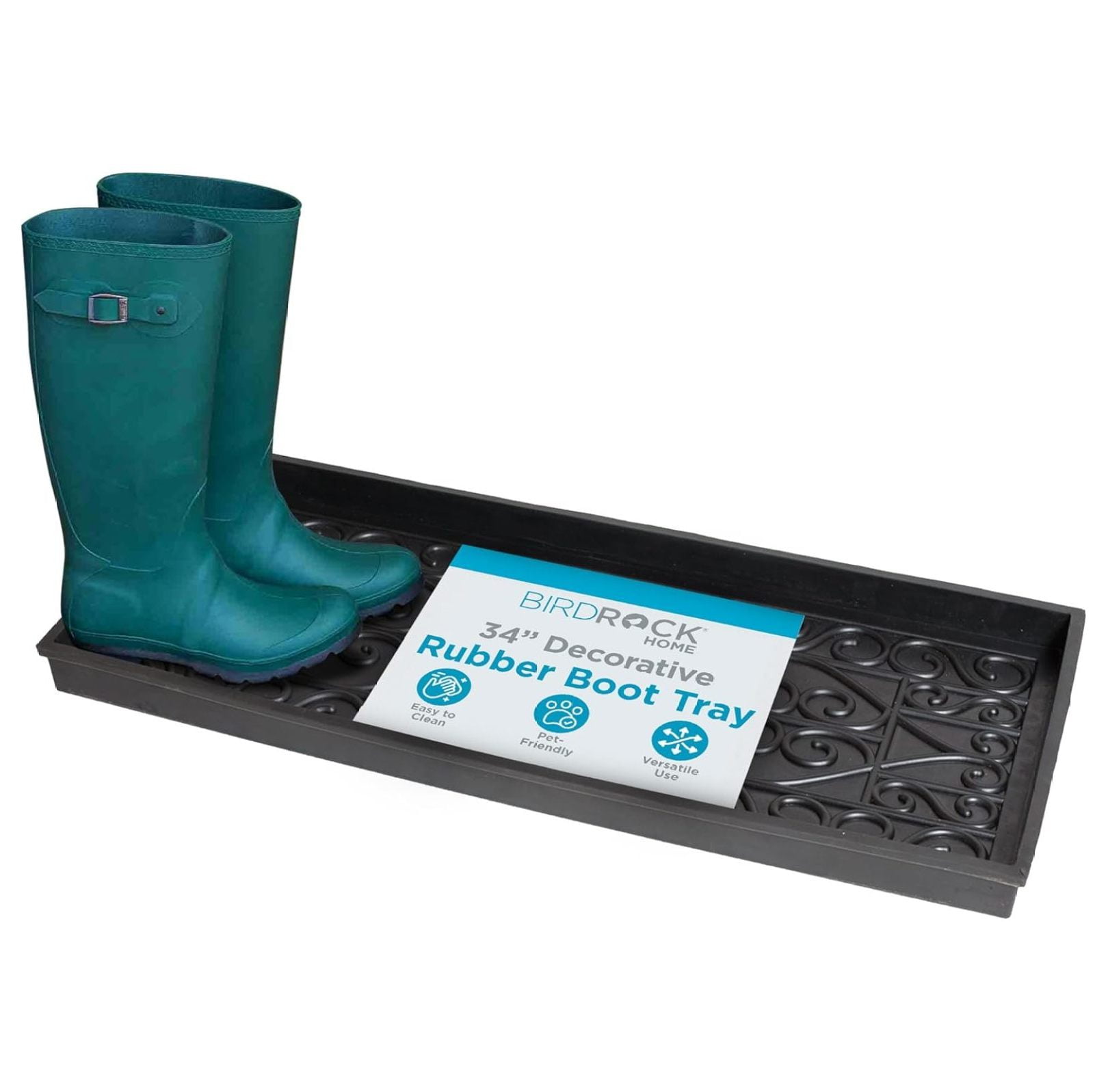 Rubber Boot Tray & Shoe mat | 34" Decorative Boot Trays for Entryway ...