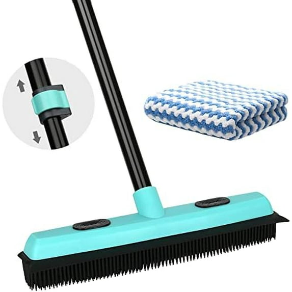 Rubber Broom Carpet Rake for Pet Hair Removal, Fur Remover Broom with ...