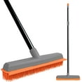 Rubber Broom Carpet Rake Pet Hair Remover Broom with Squeegee Extension ...
