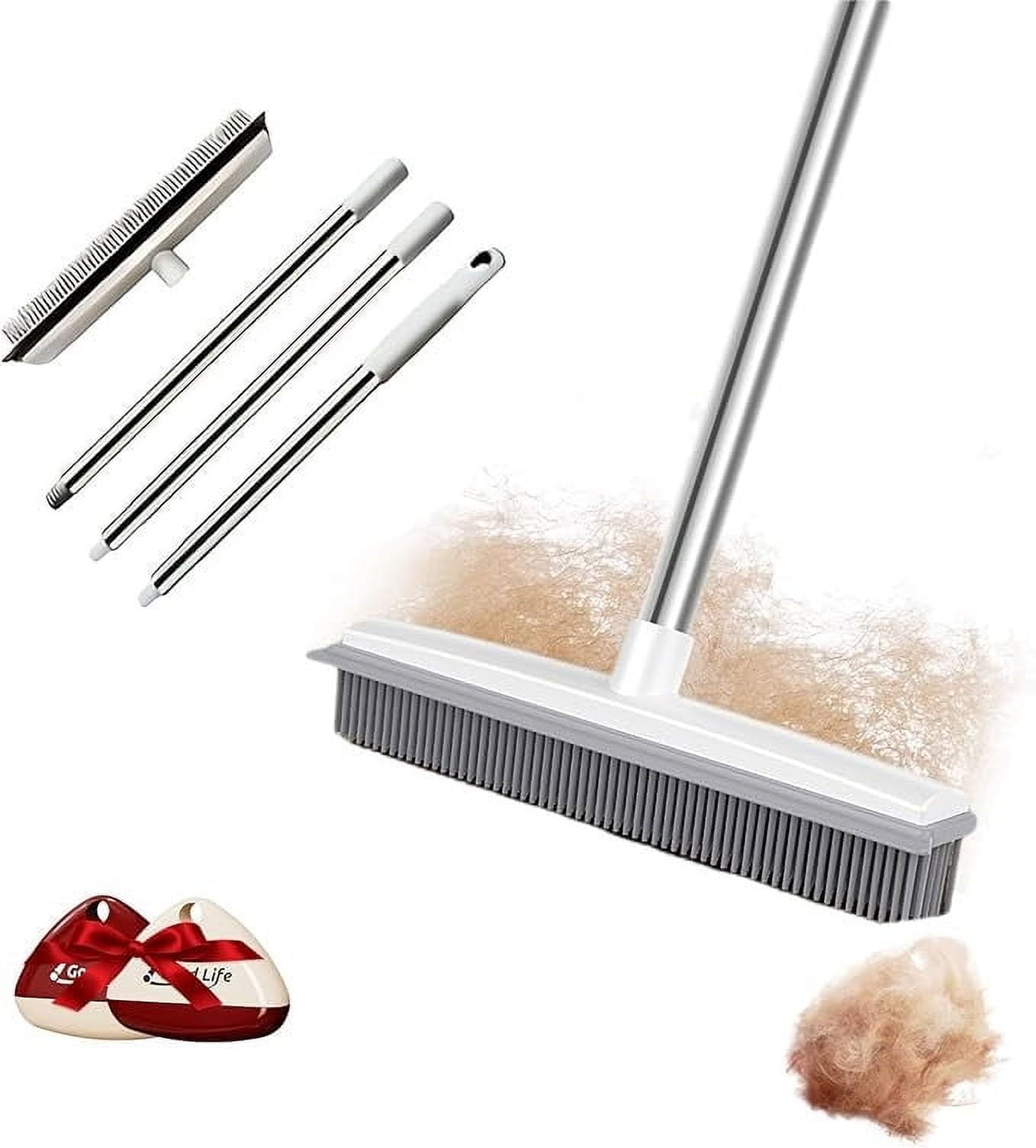 Rubber Broom Carpet Rake for Pet Hair, Fur Remover Broom, Portable ...