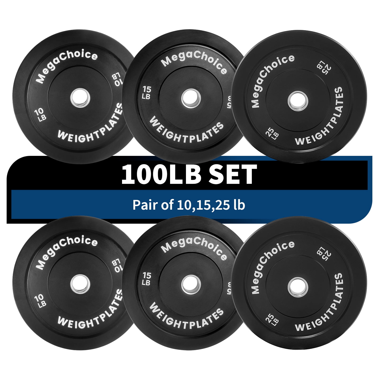 Rubber Bumper Plates Set 10/15/25 LB, 2 Inch Barbell Bumper Weight ...