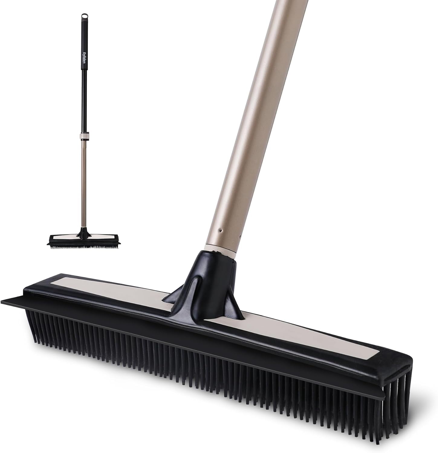 Rubber Carpet Rake for Pet Hair, 2-in-1 Push Broom with Squeegee, 54 ...