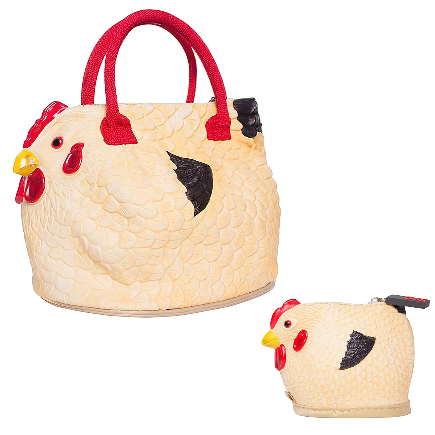 Rubber Chicken Bag & Small Chick Coin Purse Accessory Pack – Funny ...