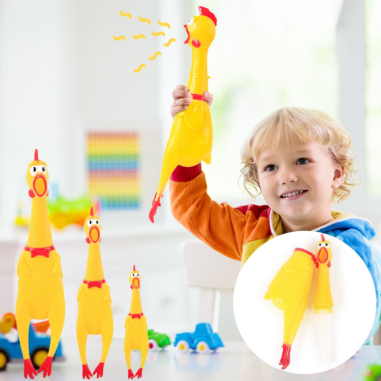 Rubber Chickens That Squeak, Screaming Chicken Dog Toys, Yellow Rubber ...