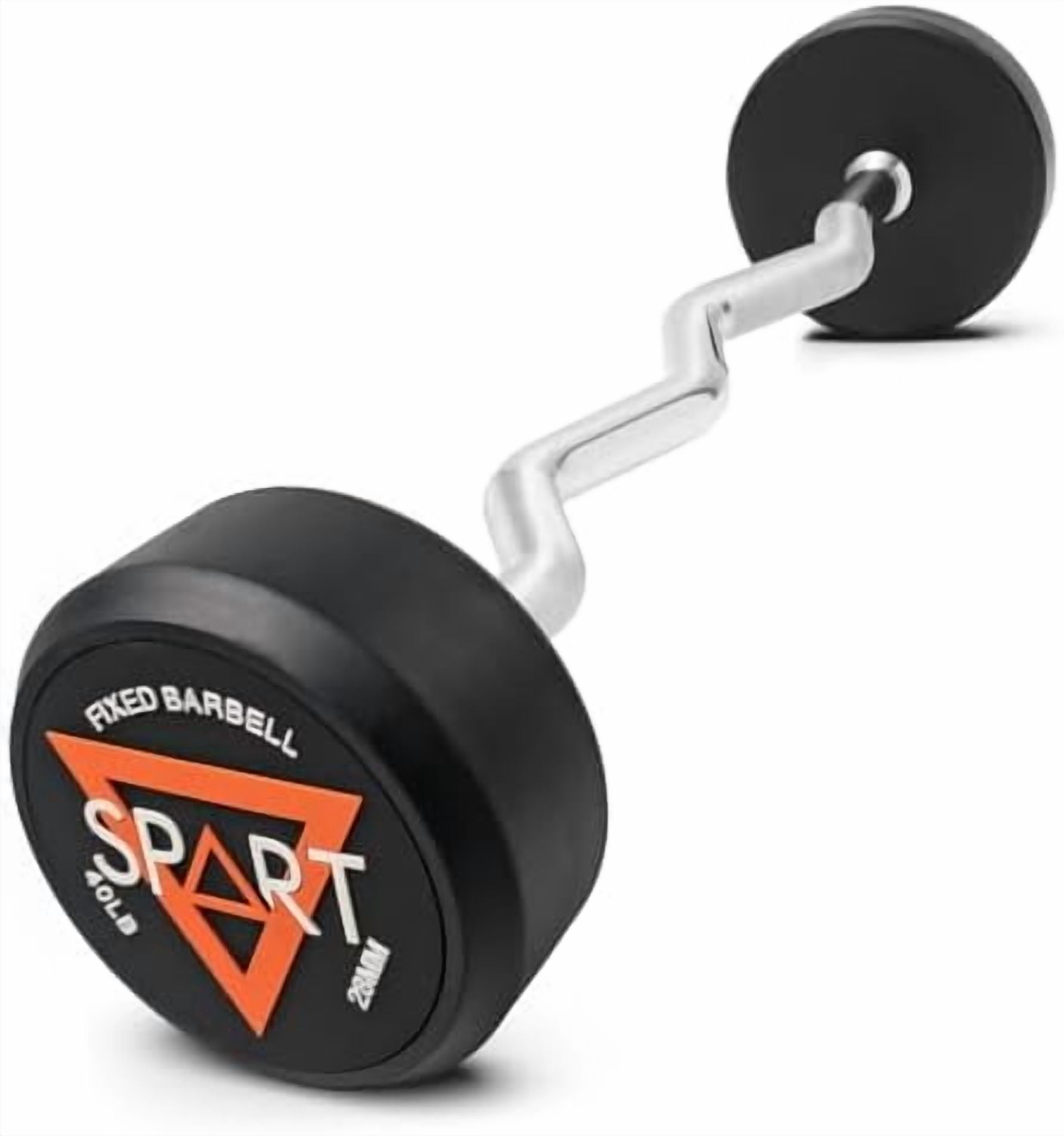 Rubber Coated Fixed Barbell, Pre-Loaded Weights EZ Curl Solid Steel ...