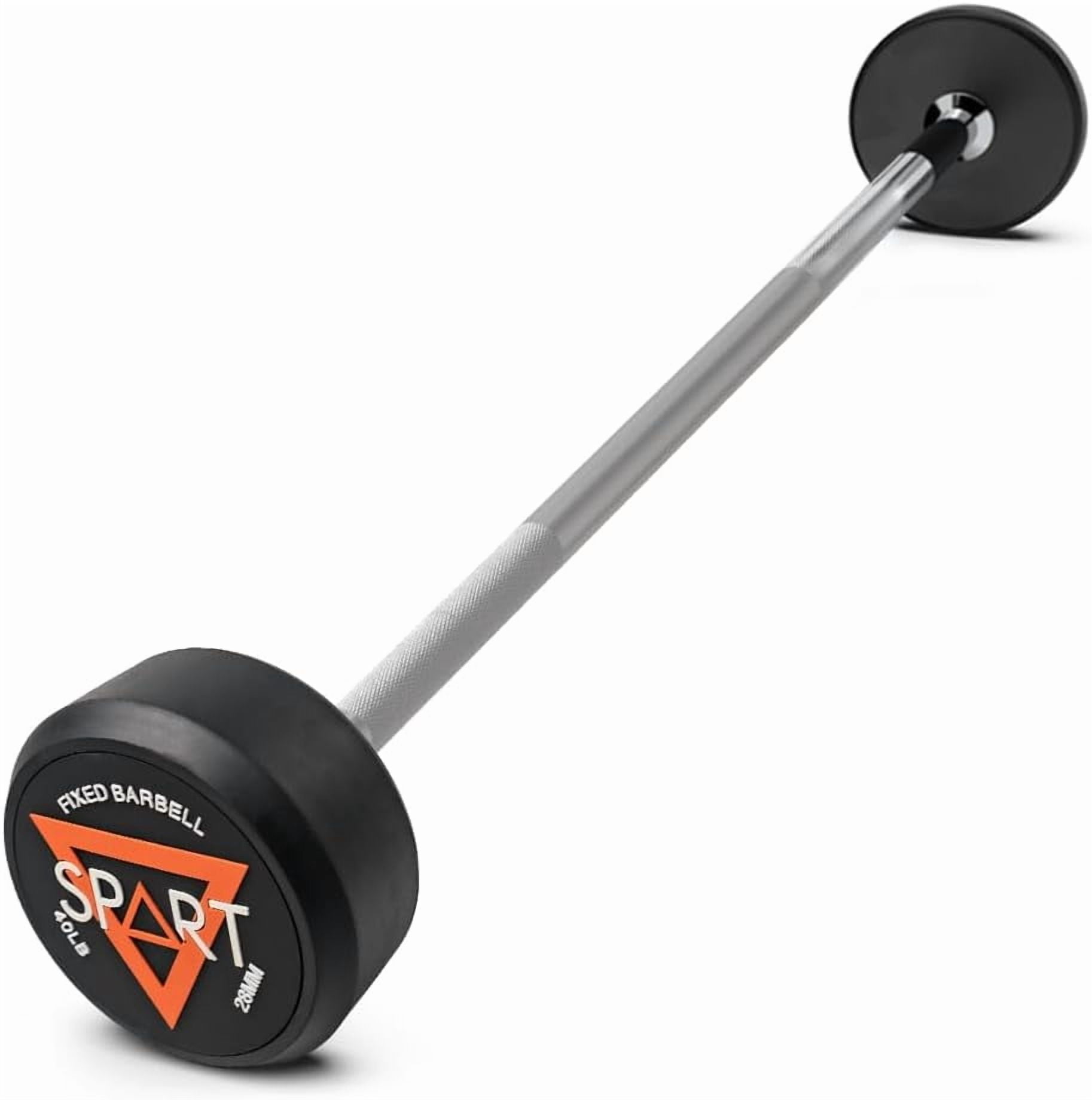 Rubber Coated Fixed Barbell, Pre-Loaded Weights Straight Solid Steel ...