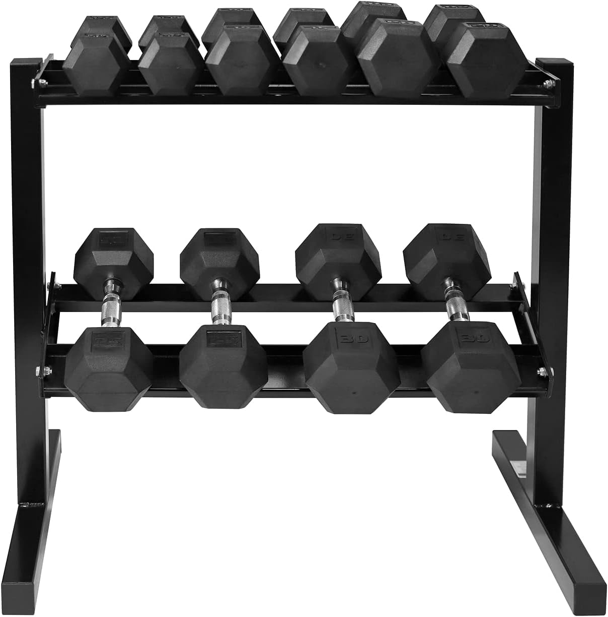 Rubber Coated Hex Dumbbell Set with Two Tier Premium Built for Strength ...