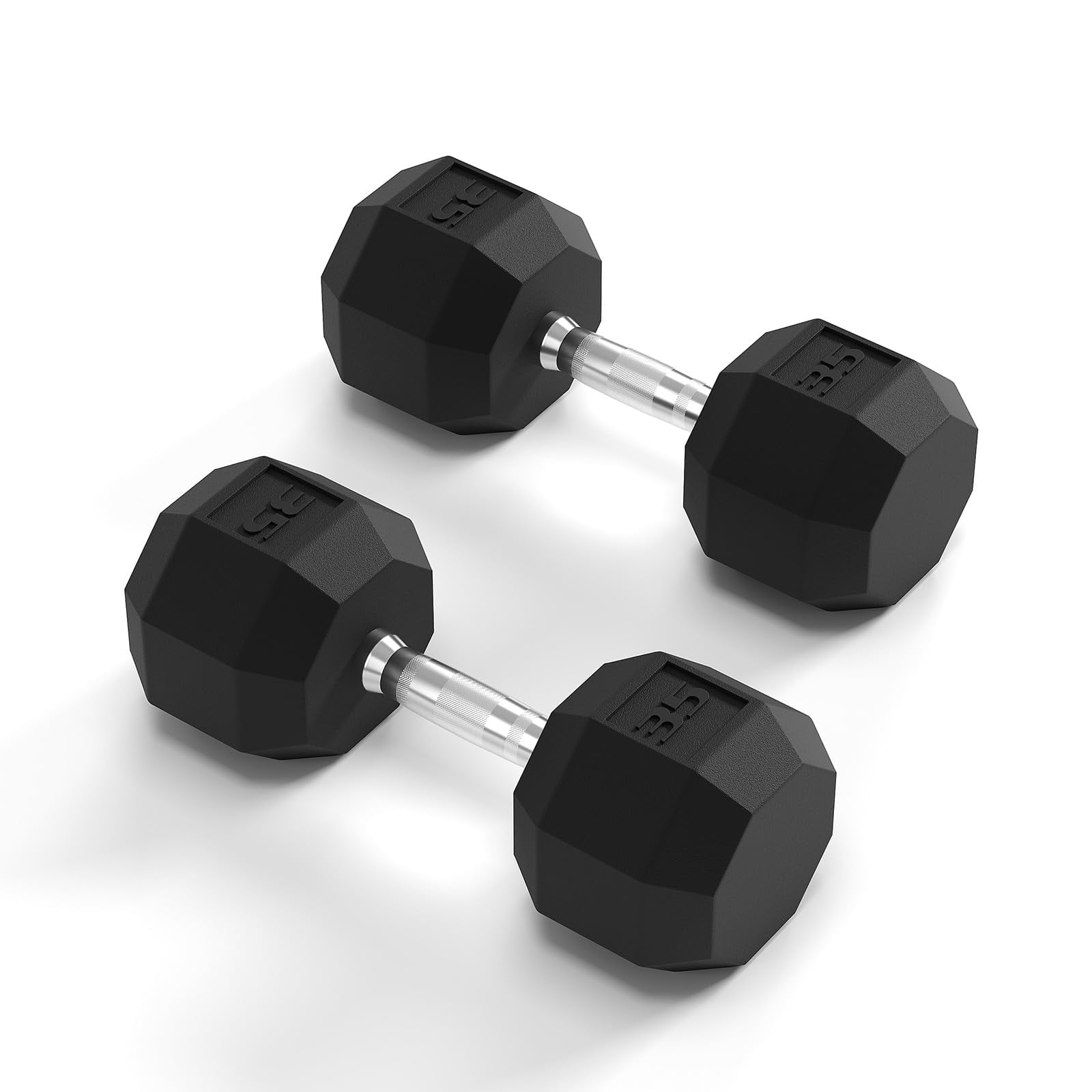 Rubber Coated Hex Dumbbell Weight Set, Multiple Sizes Exercise ...