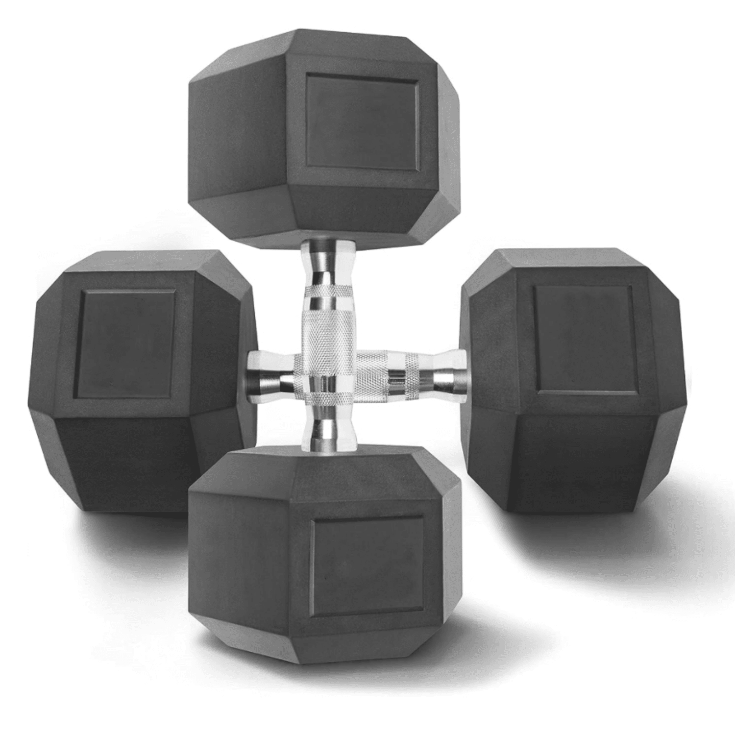 Rubber Coated Solid Steel Cast-Iron Pair Dumbbells, Rubber Hex ...