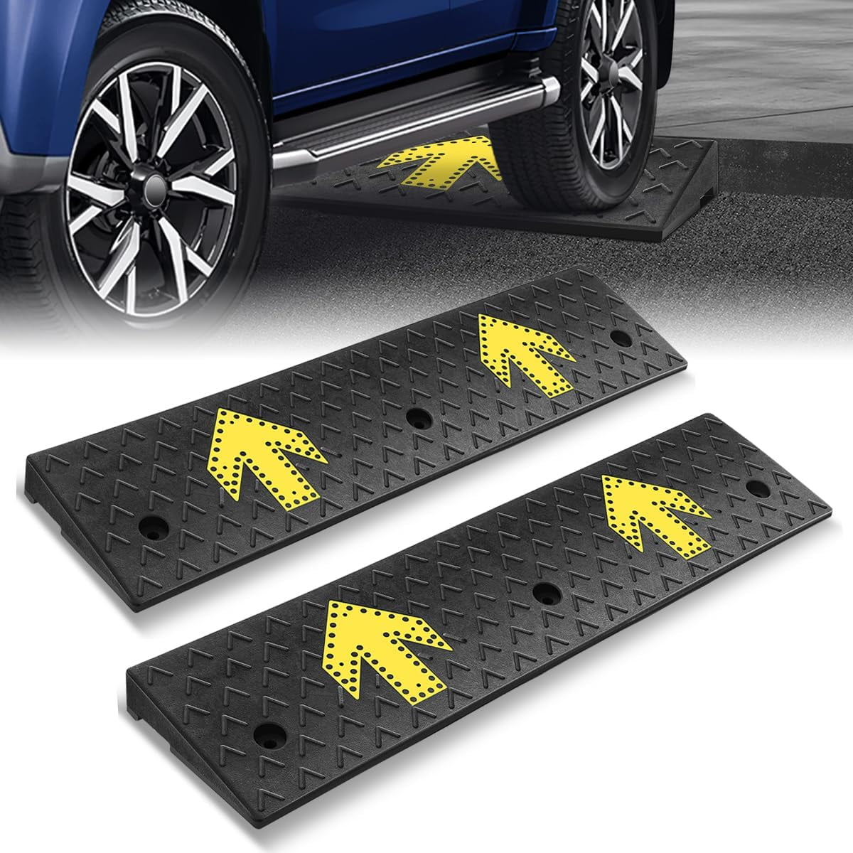 Rubber Curb Ramp 2" Rise Height, Arrow Patterned Sidewalk Curb Ramp for ...